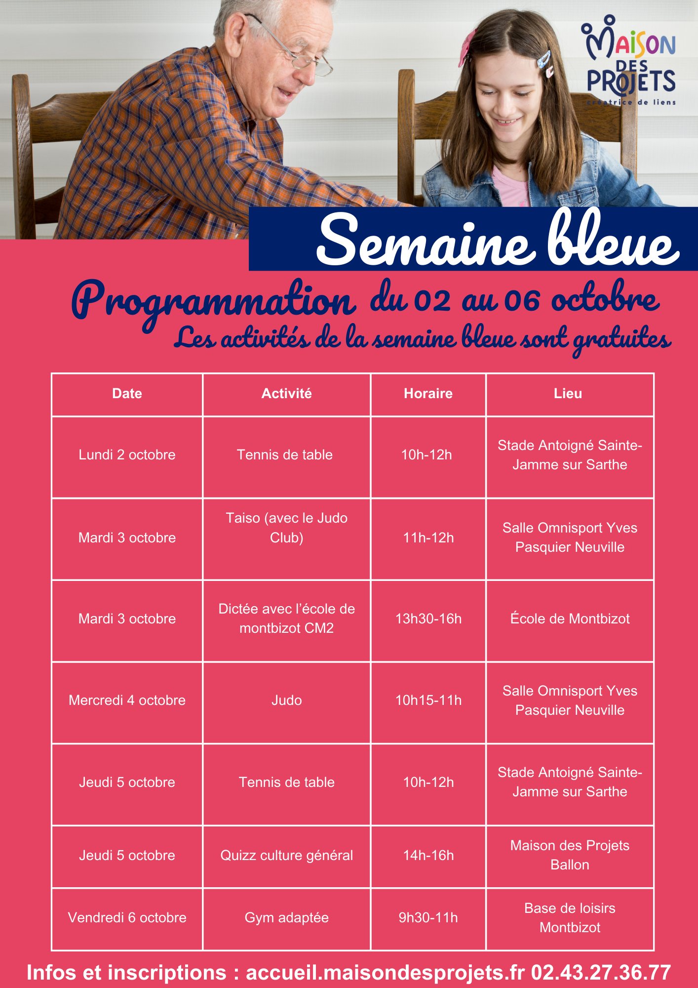 Programmation Semaine bleue - Actualités - Maison des Projets